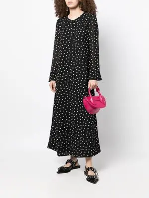 GANNI Spot-print Crepe Midi Dress