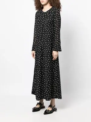 GANNI Spot-print Crepe Midi Dress