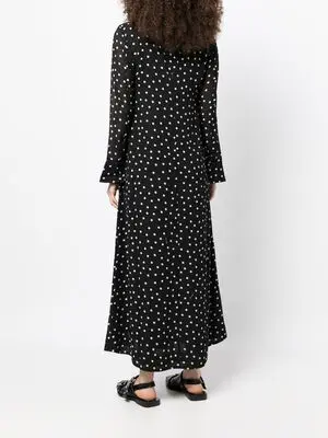 GANNI Spot-print Crepe Midi Dress