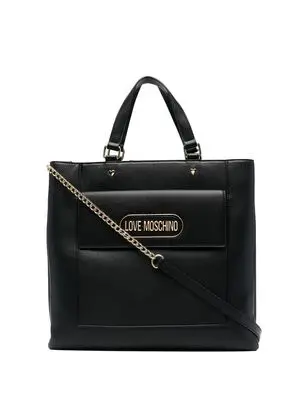 Moschino Logo Plaque Tote Bag