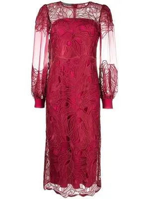 Alberta Ferretti Lace-overlay Midi Dress