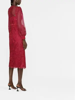 Alberta Ferretti Lace-overlay Midi Dress