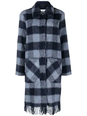 Woolrich Check Pattern Coat - Blue