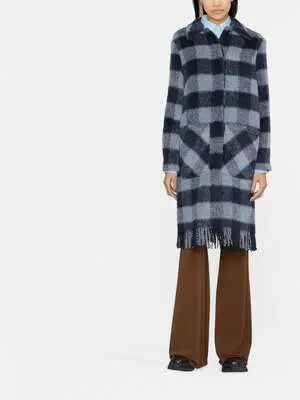 Woolrich Check Pattern Coat - Blue