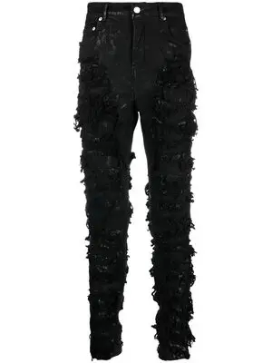 Rick Owens Distressed Slim-fit Jeans - Black