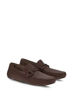 FERRAGAMO Gancini Ornament Driver Loafers - Brown