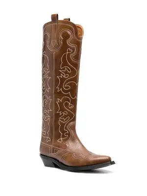 GANNI Embroidered 40mm Knee-high Boots