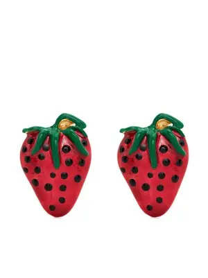 Alessandra Rich Enamelled Strawberry Clip-on Earrings