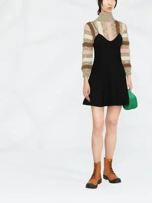 Dsquared2 V-neck Spaghetti Strap Flared Minidress