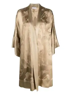Carine Gilson Jacquard Silk Kimono - Neutrals