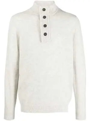 Barbour Button-placket Detail Knit Jumper - Grey