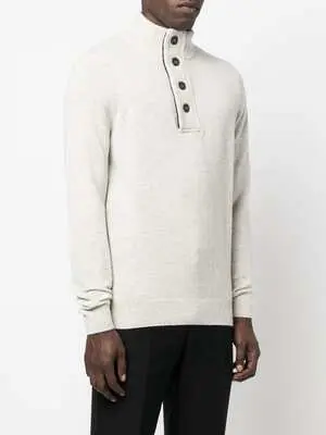 Barbour Button-placket Detail Knit Jumper - Grey