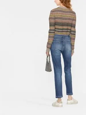 7 For All Mankind Distressed Mid-rise Cropped Jeans