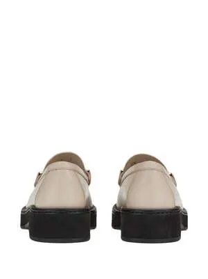 FERRAGAMO Gancini Plaque Leather Loafers - Neutrals