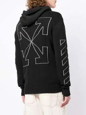 Off-White Diag Outline Knitted Zip-up Hoodie