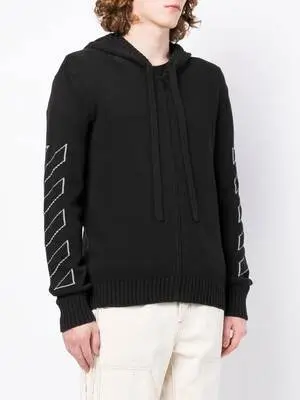 Off-White Diag Outline Knitted Zip-up Hoodie