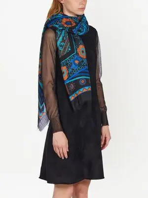 FERRAGAMO Nirvana-print Silk Shawl - Black