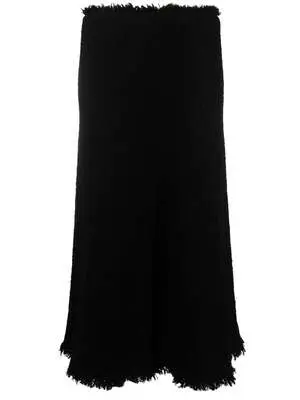 Alberta Ferretti Fringe-trim Detail Tweed Skirt