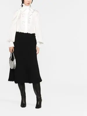 Alberta Ferretti Fringe-trim Detail Tweed Skirt