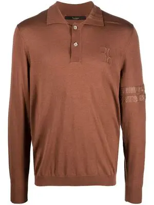 BILLIONAIRE Logo-patch Silk Blend Jumper - Brown