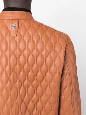 BILLIONAIRE Crest-motif Quilted Leather Jacket