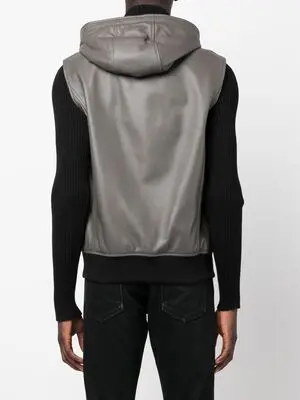 BILLIONAIRE Sleeveless Hooded Leather Vest