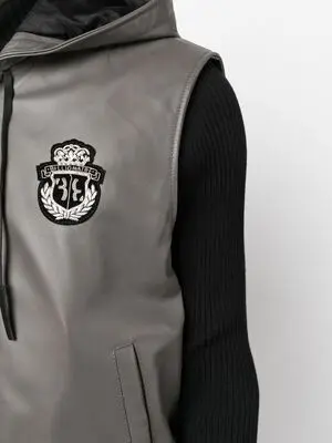 BILLIONAIRE Sleeveless Hooded Leather Vest