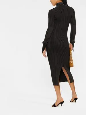 Versace Logo Patch Ribbed Knit Midi Dress