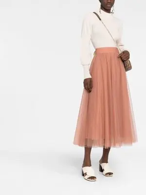 Zimmermann Tulle A-line Midi Skirt - Neutrals