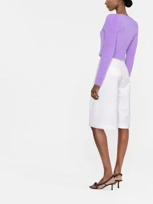 Jacquemus La Maille Neve" Long Sleeve Cropped Cardigan - Purple