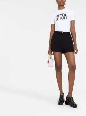 Versace Crystal-embellished Slogan T-shirt - White