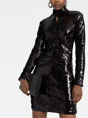 Isabel Marant Étoile Sequin-embellished Long-sleeve Dress - Black