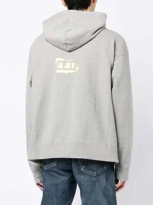 Mihara Yasuhiro Graphic Print Drawstring Hoodie - Grey