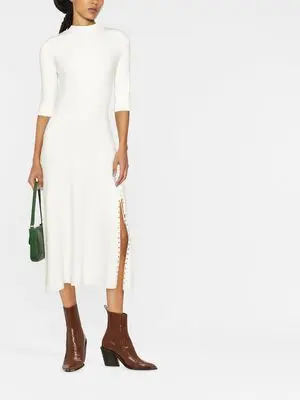 Maje Lace-up Knitted Midi Dress