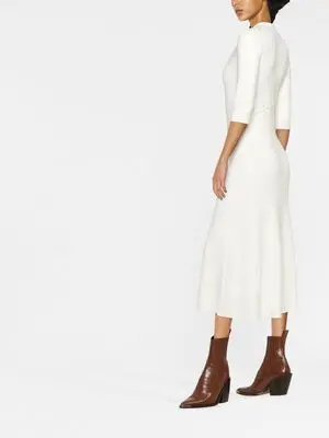 Maje Lace-up Knitted Midi Dress