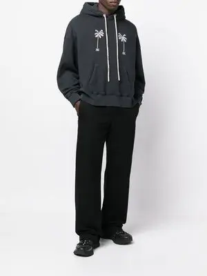 Palm Angels Graphic-print Cotton Hoodie - Black