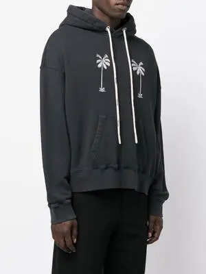 Palm Angels Graphic-print Cotton Hoodie - Black