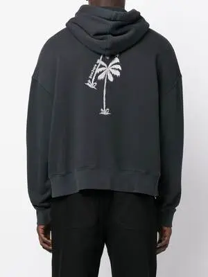 Palm Angels Graphic-print Cotton Hoodie - Black