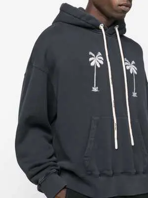 Palm Angels Graphic-print Cotton Hoodie - Black
