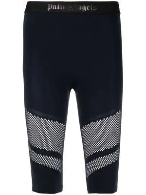 Palm Angels Slim-fit Mesh-detail Shorts - Blue