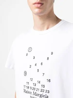 Maison Margiela Logo-Embroidered T-Shirt In White - 52% Off