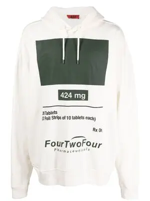 424 Graphic-print Cotton Hoodie - White