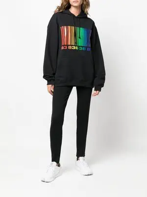 VTMNTS Barcode-print Pullover Hoodie - Black