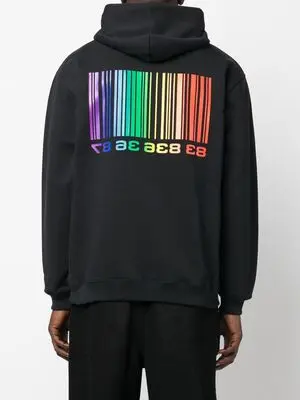 VTMNTS Barcode-print Pullover Hoodie - Black