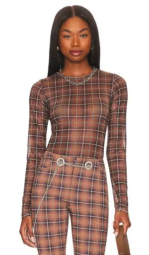 Miaou Long Sleeve Tee Chocolate Plaid