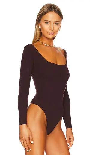 ALL THE WAYS Amalia Square Neck Bodysuit - Brown
