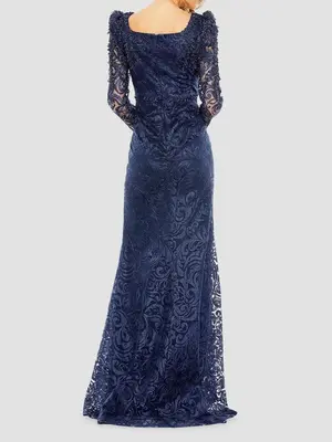 Mac Duggal Appliqué Mermaid Gown
