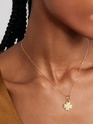 FOUNDRAE Four Heart Clover 18-karat Enamel And Diamond Pendant Necklace