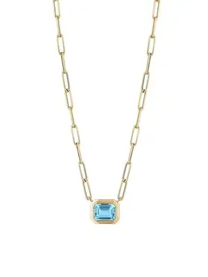 Goshwara Manhattan 18k Gold & Blue Topaz Pendant Necklace - Yellow Gold