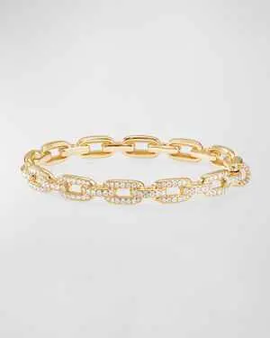 David Yurman Stax Link Bracelet With Diamonds In 18k Gold, 7mm, Size S - One-color